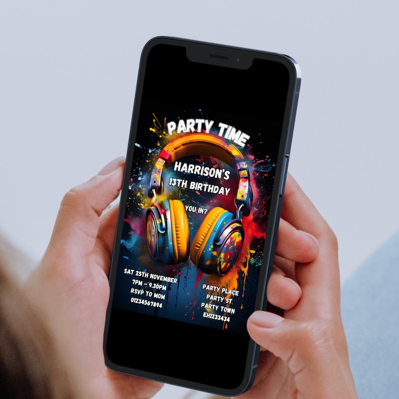 Editable Silent Disco Invitation, Party Invite, Birthday Party ...