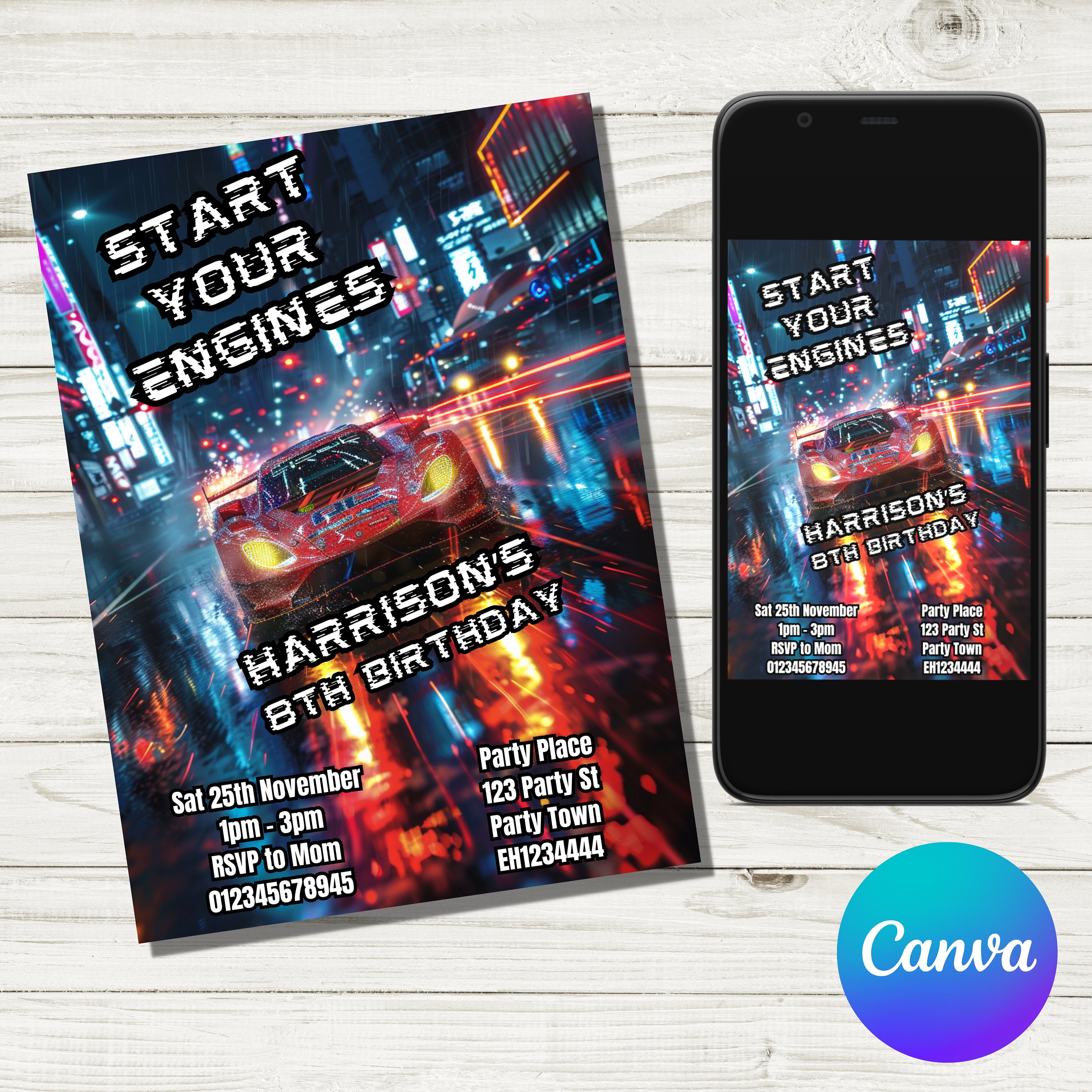 Editable Race Car Birthday Invitation: Fast & Furious Theme (digital ...