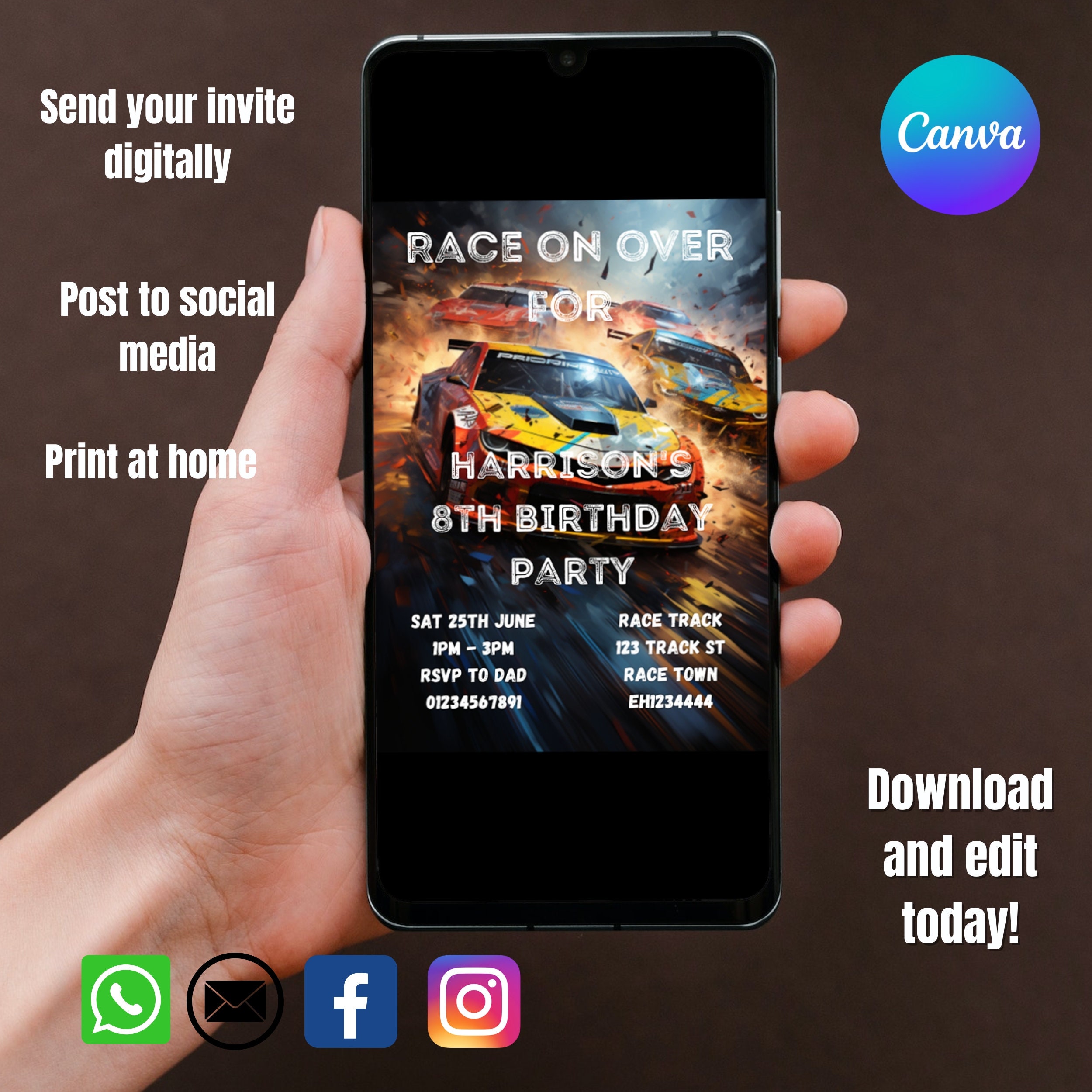 NASCAR Birthday Invitation/ Birthday Invitation/ Race Car Birthday ...