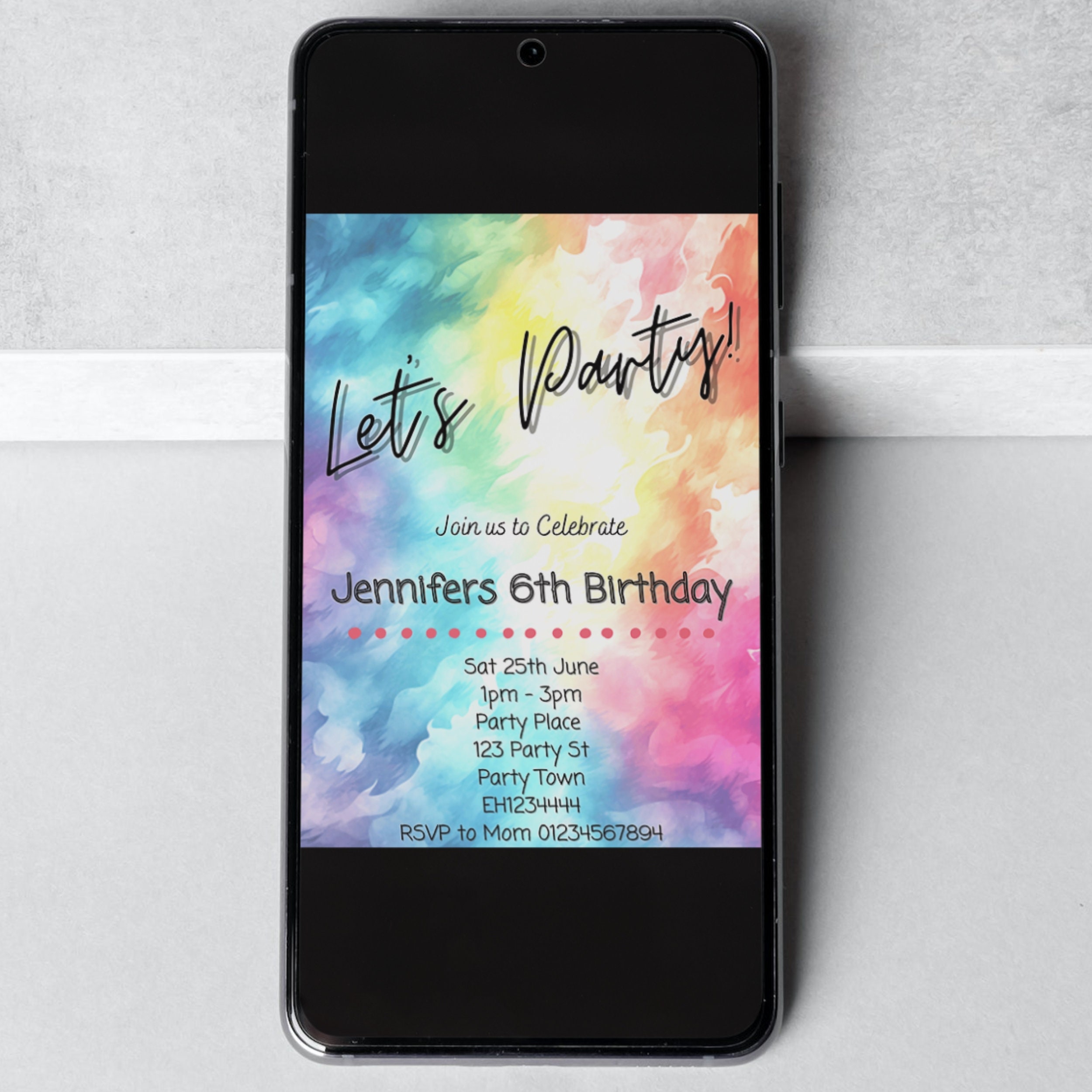 Editable Colorful Birthday Invitation, Rainbow Birthday Invitation ...