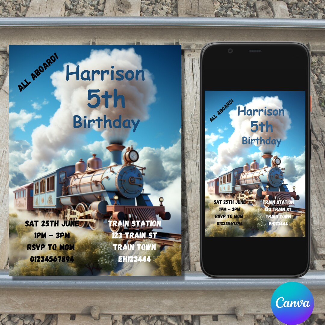 Train Birthday Invitation/ Train Birthday Party/ Train Party Invite ...