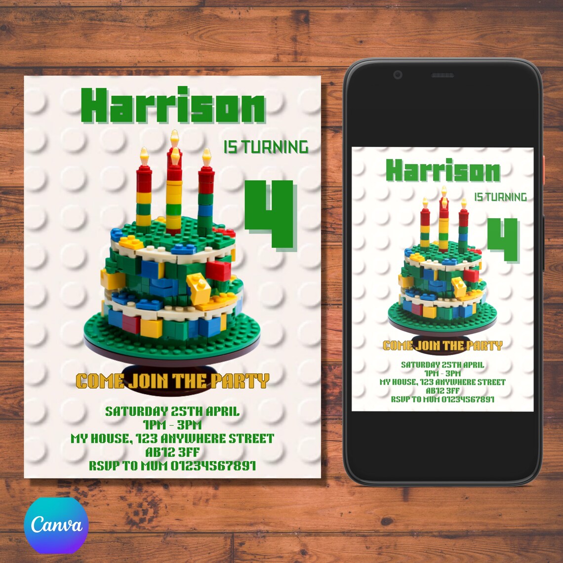 Building Blocks Birthday Invitation, Building Blocks Invitations, Kids ...