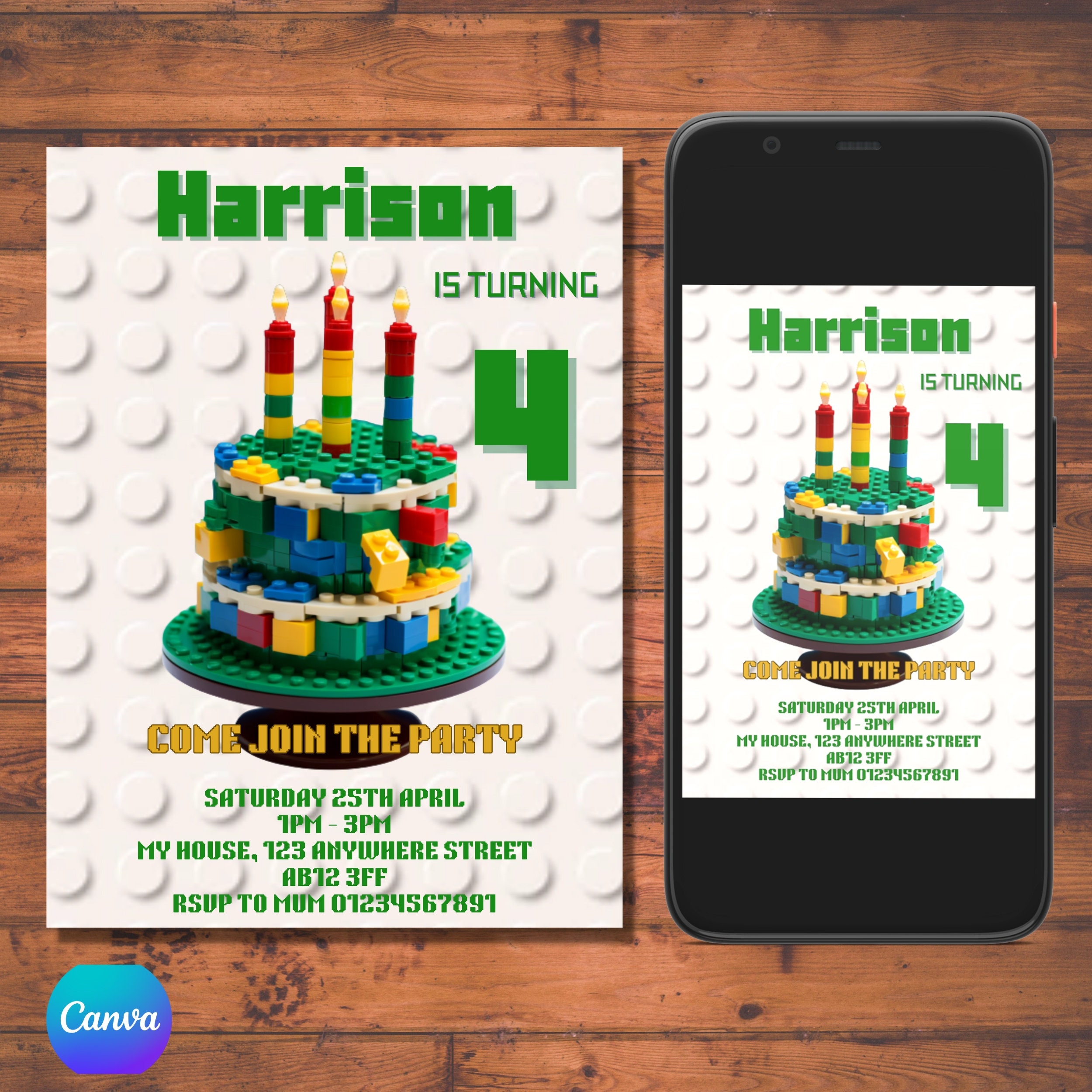 Building Blocks Birthday Invitation, Building Blocks Invitations, Kids ...