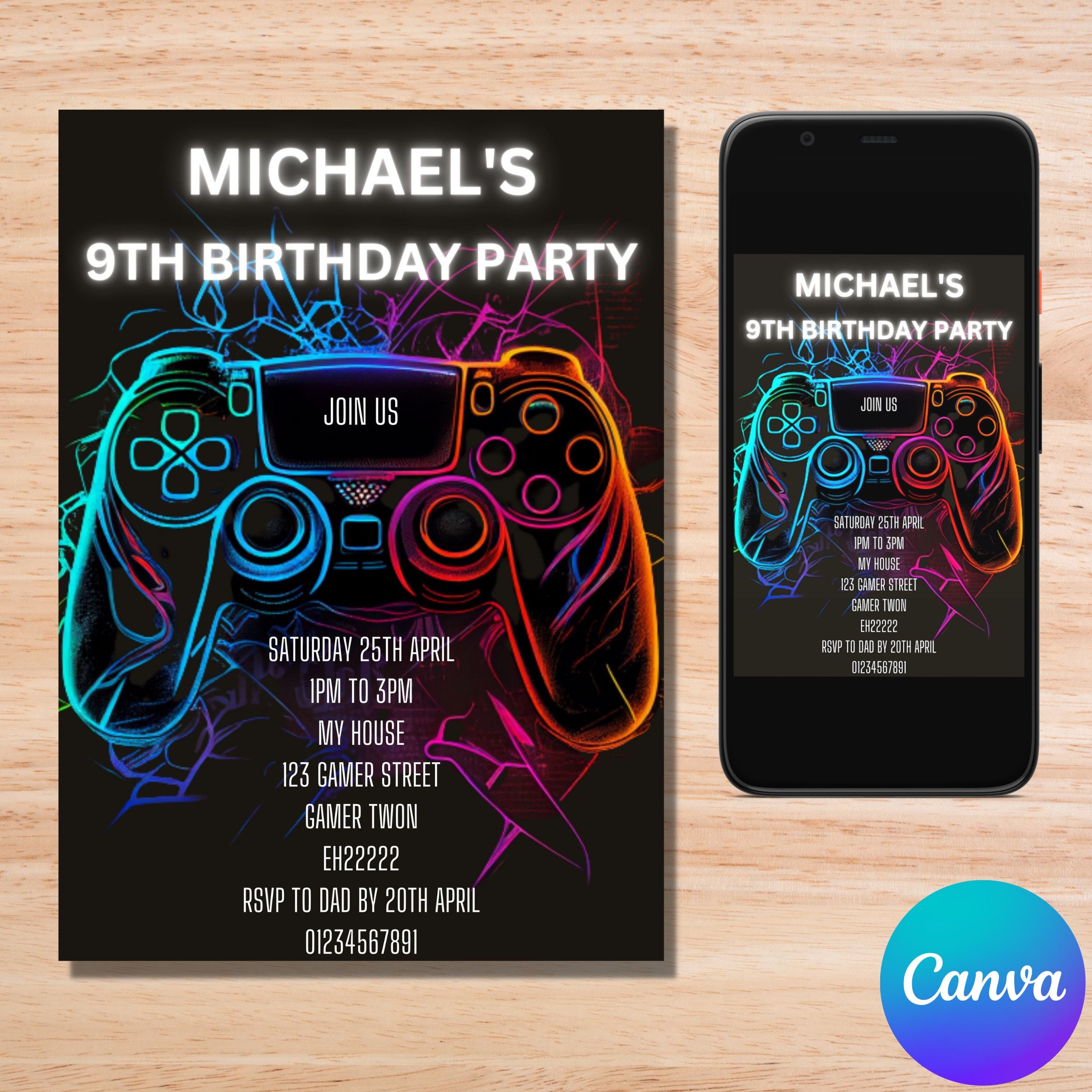 Editable Video Game Birthday Invitation/ Video Game Invitation/ Editable Invitation/ Digital ...