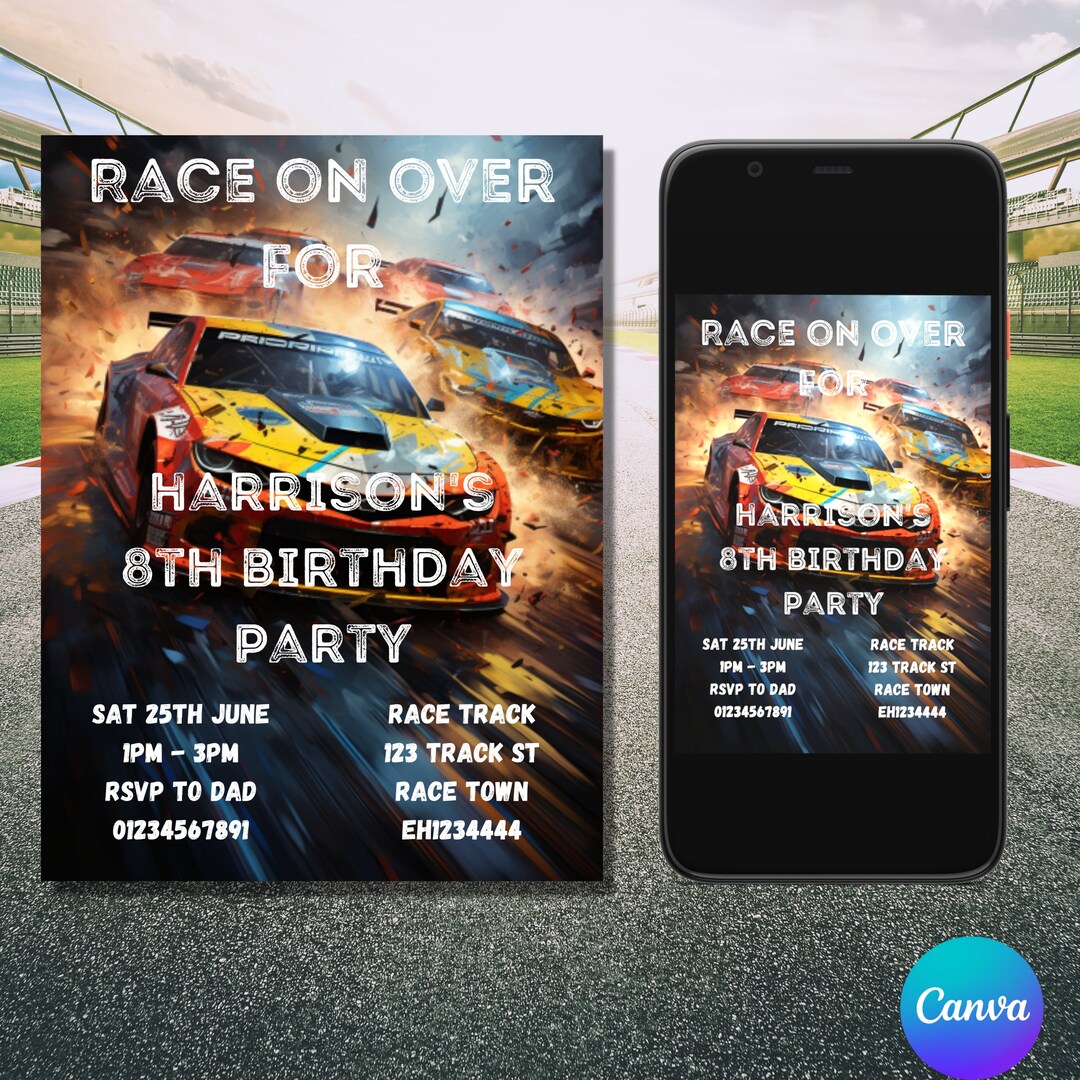 NASCAR Birthday Invitation/ Birthday Invitation/ Race Car Birthday ...