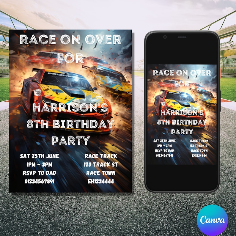 NASCAR Birthday Invitation/ Birthday Invitation/ Race Car Birthday ...