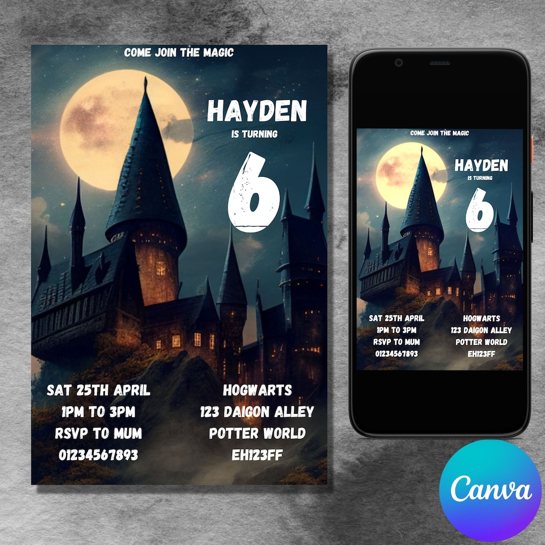 Hogwarts Birthday Invitation Editable, Harry Potter Birthday Invitation ...
