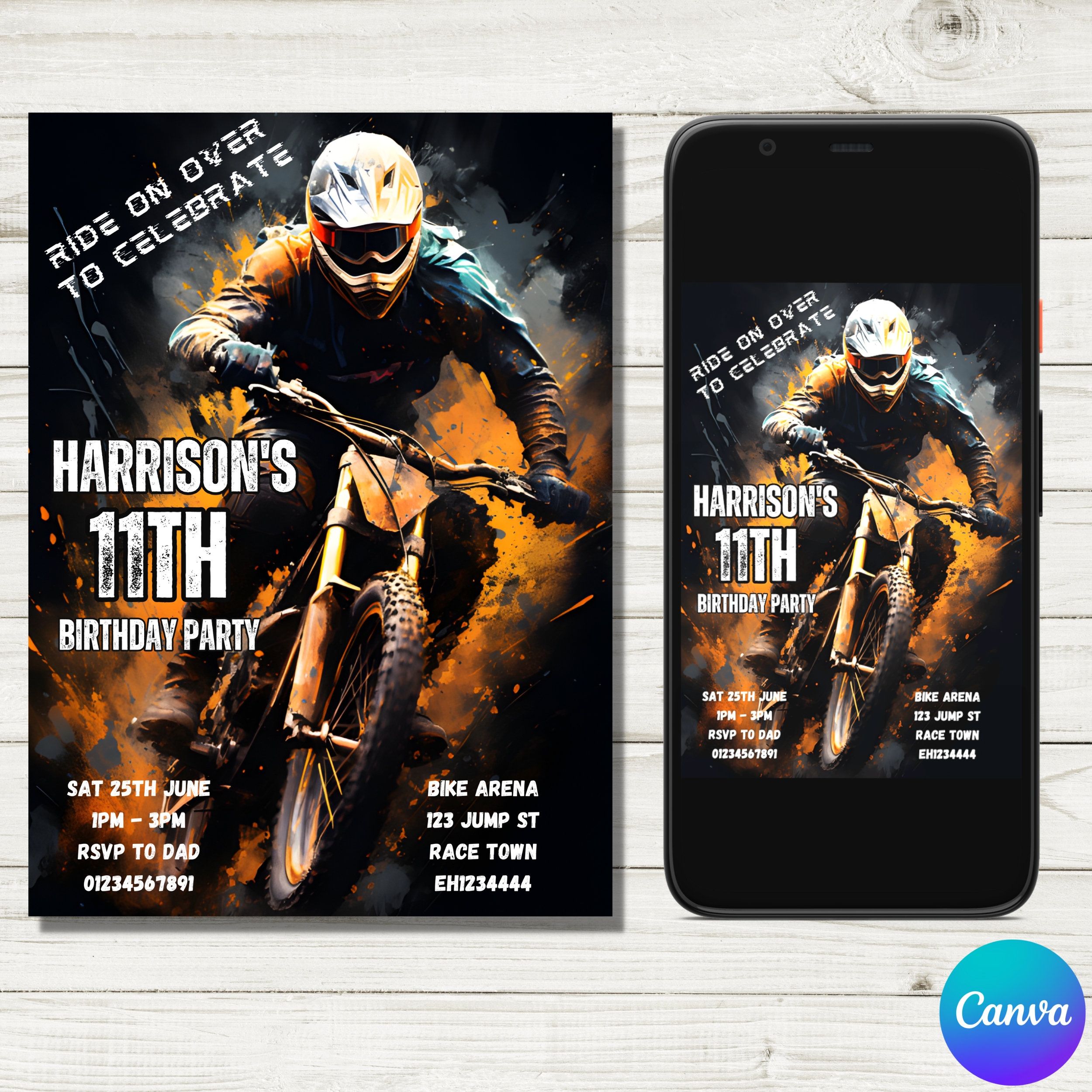 Editable Bike Invitation, Mountain Bike Invitation, BMX Invitation ...