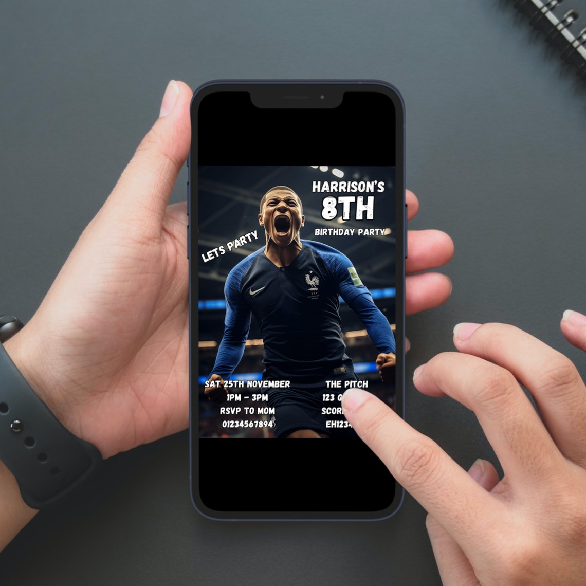 Kylian Mbappe Birthday Invitation, Mbappe Invite, PSG Invitation ...