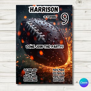Editable NFL Ball Birthday Invitation, NFL Birthday Invite, Football ...
