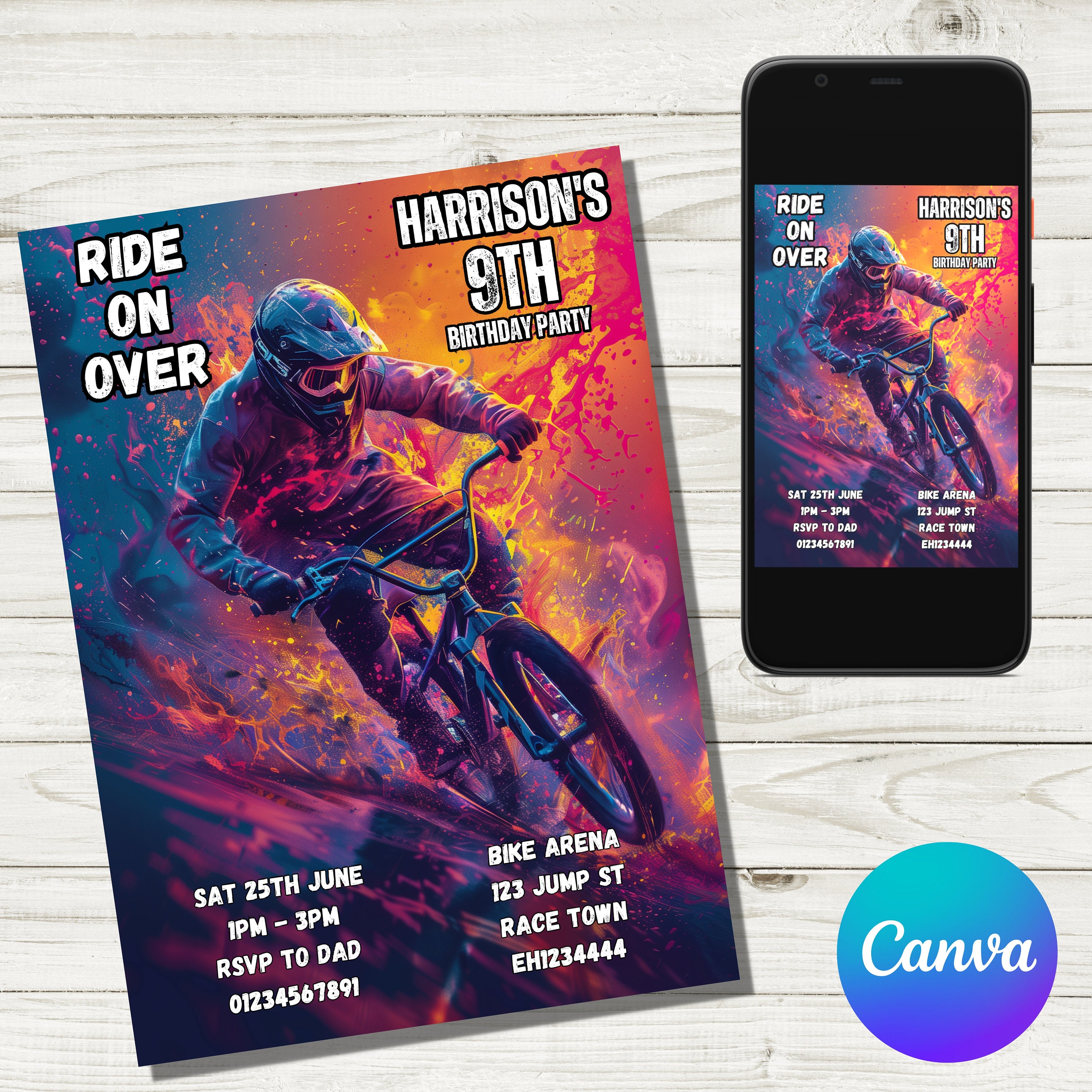 BMX Birthday Invitation, BMX Birthday Invite, BMX Party Invitation ...