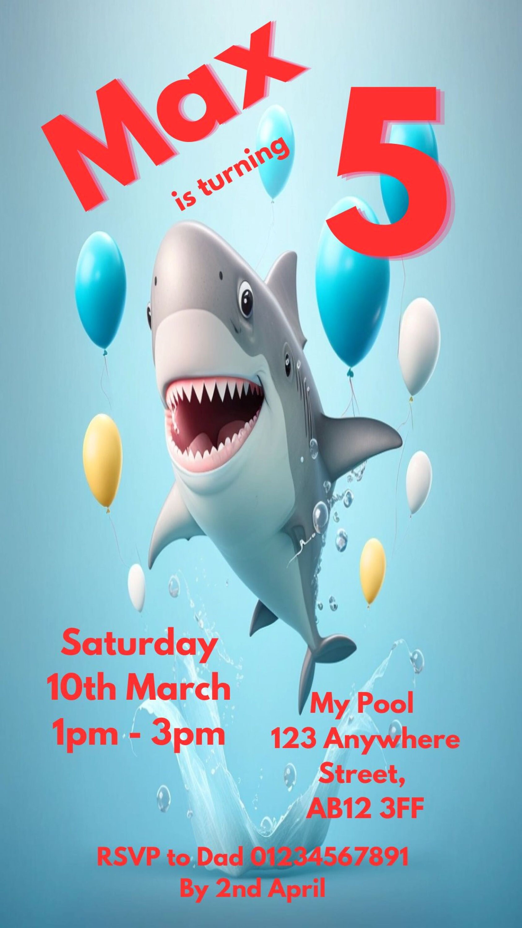 Shark Birthday and Pool Party Invitation Shark Birthday - Etsy