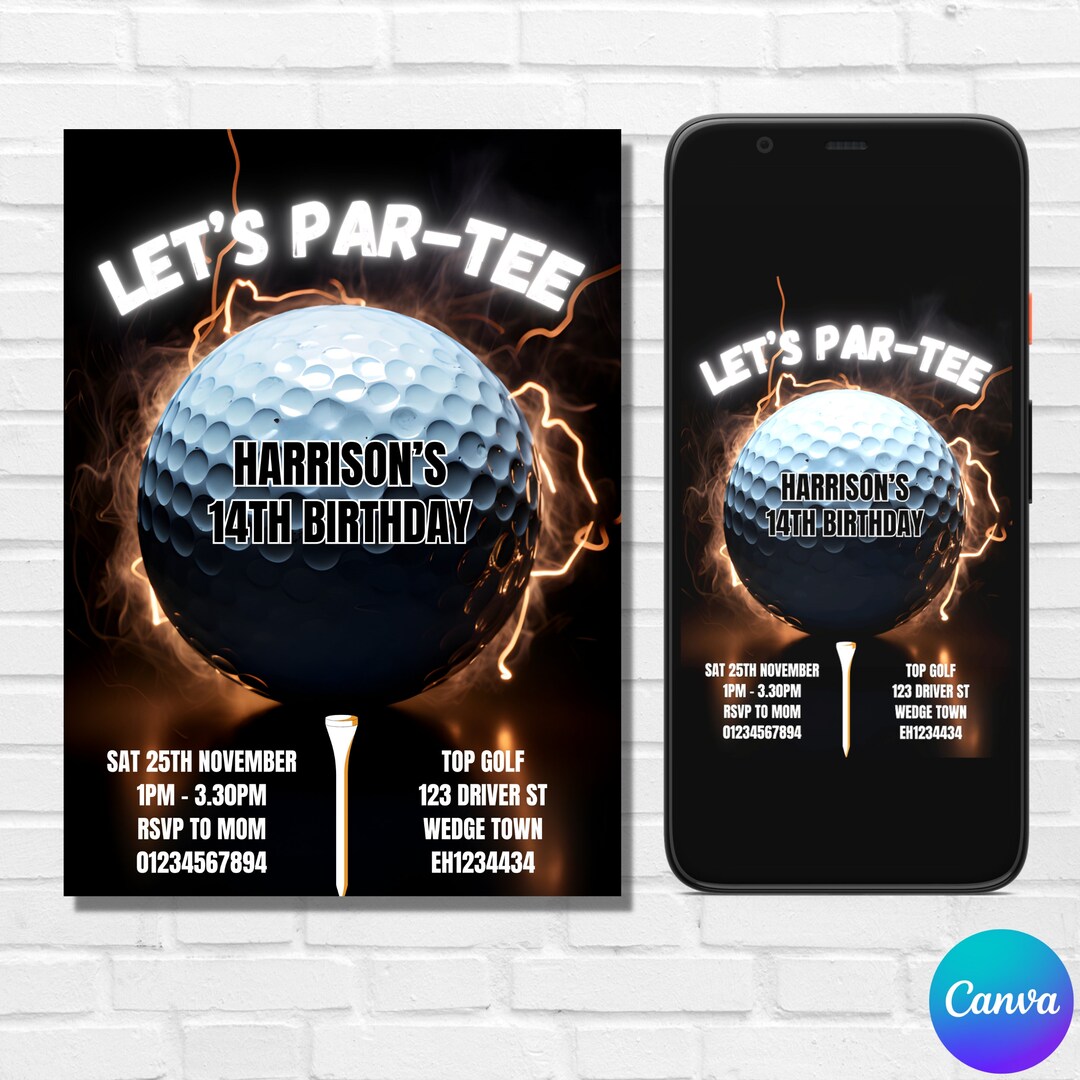 Top Golf Invitation, Top Golf Birthday, Top Golf Party, Golf Invite ...