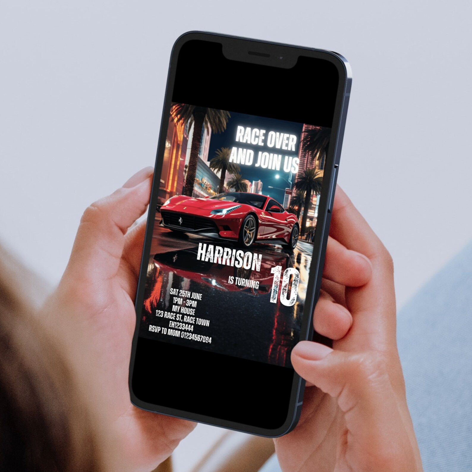 Ferrari Birthday Invitation, Racecar Invitation, Racecar Birthday ...