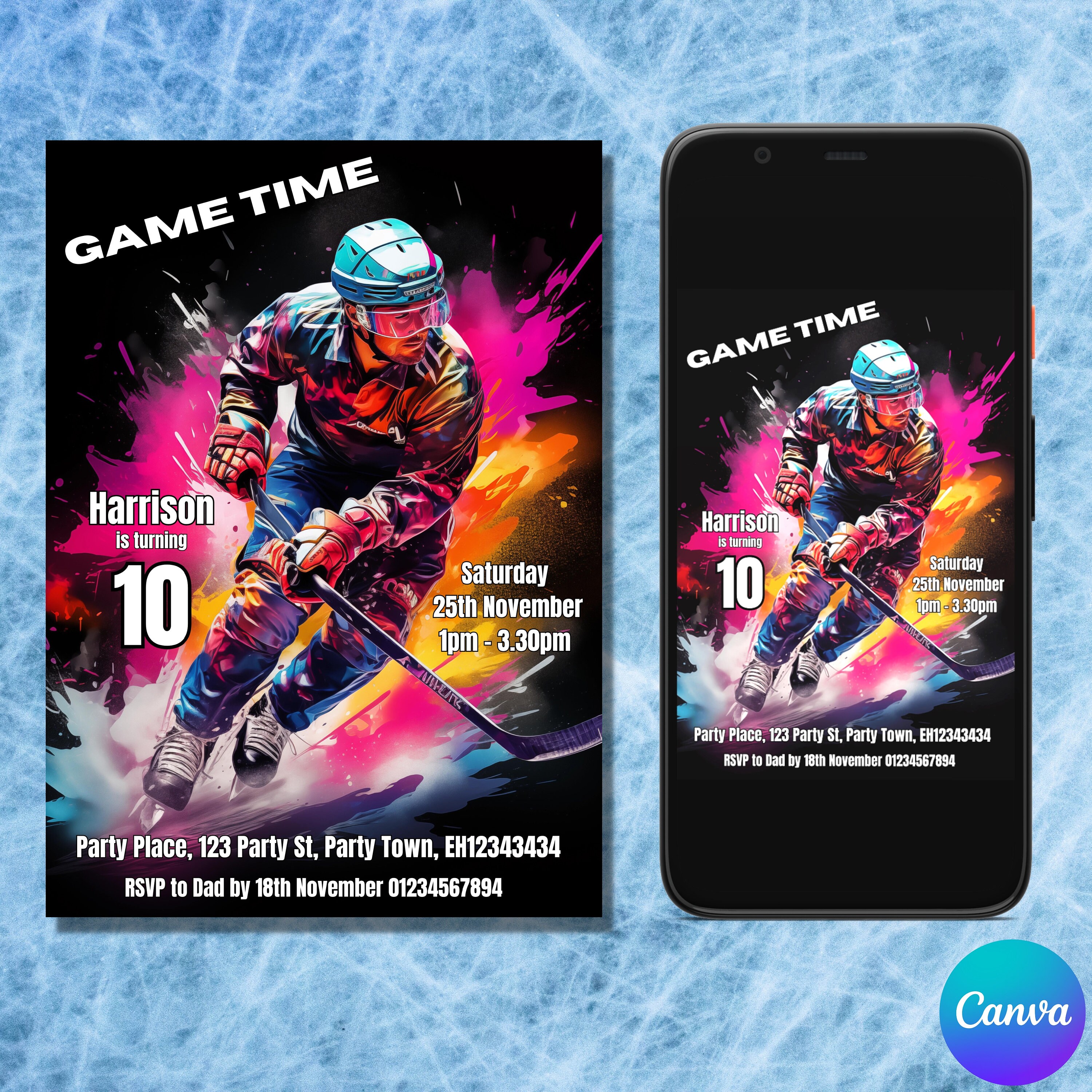 Editable Ice Hockey Birthday Invitation Hockey Birthday - Etsy
