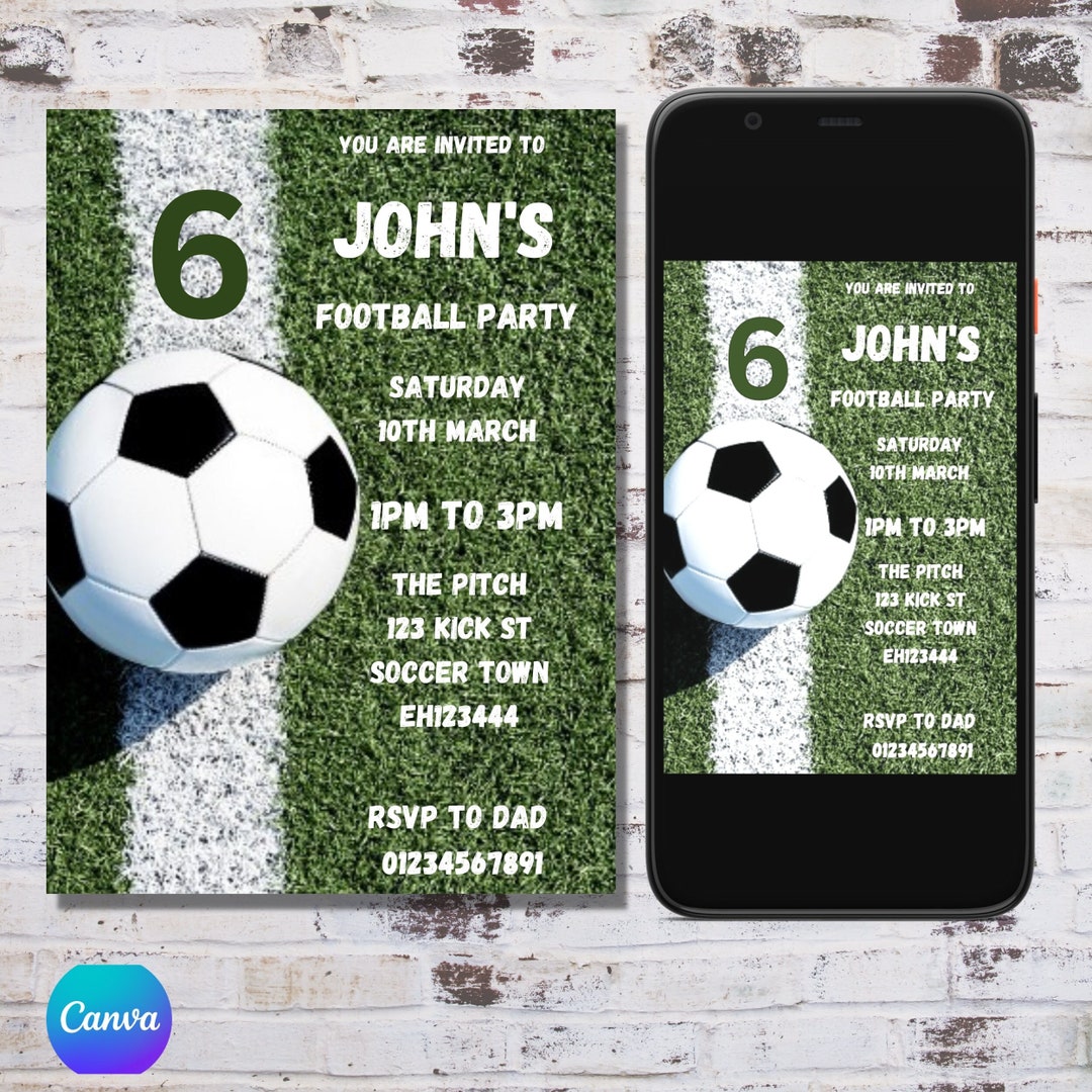 Soccer Party Invitation/ Football Party Invitation/ Futbol Invitacion ...
