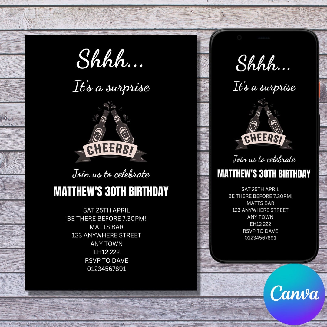 Surprise Party Invitation, Surprise Birthday Invitation, Surprise ...