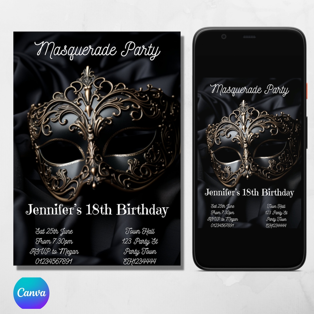 Masquerade Invitation/ Editable Invitation/ Masquerade Ball Invitation ...