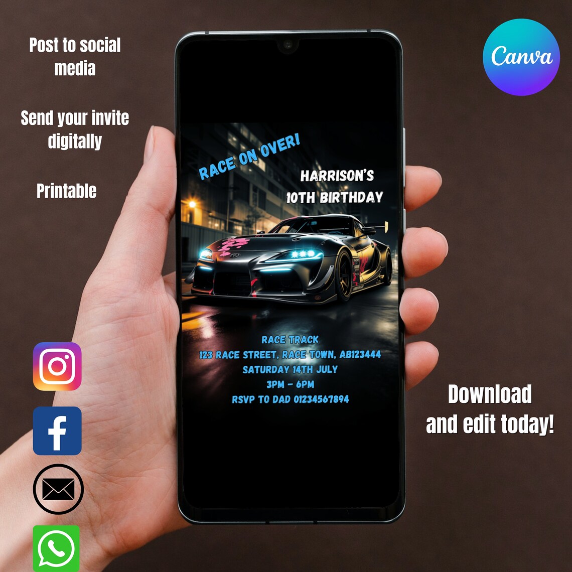 Toyota Supra Birthday Invitation: Fast and Furious Style (digital) - Etsy