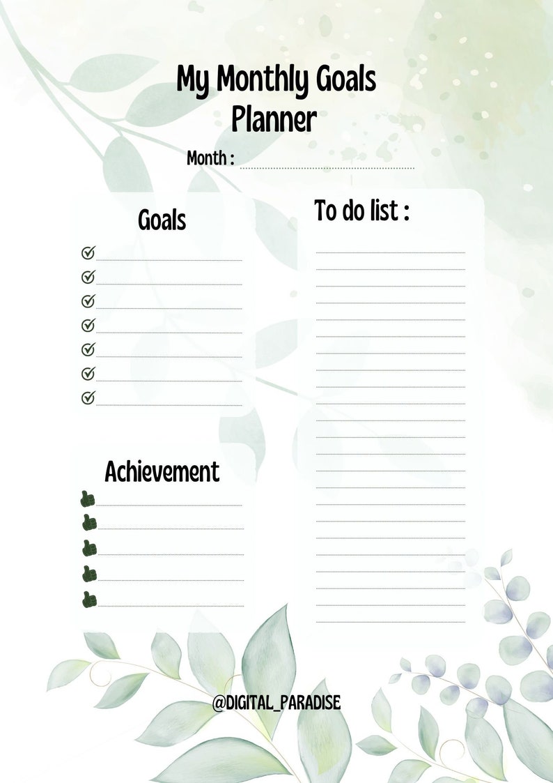 The Monthly Goals Planner - Etsy