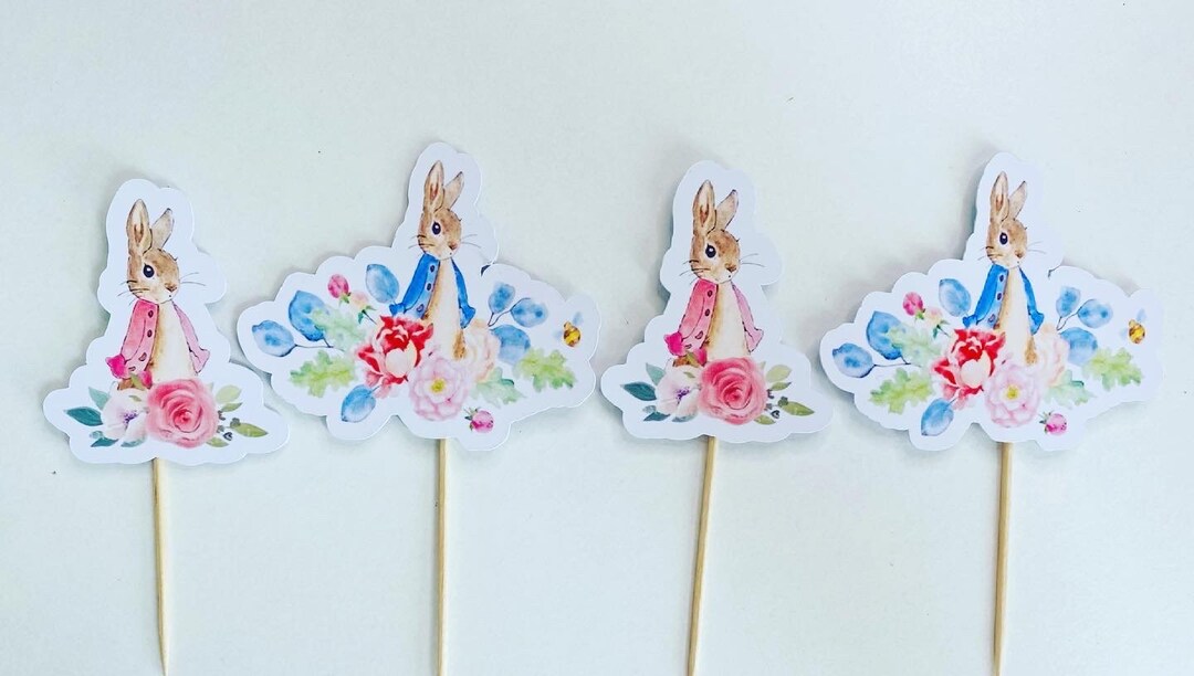 Peter Rabbit and Flopsy Bunny Inspired Floral Cupcake Toppers - Etsy