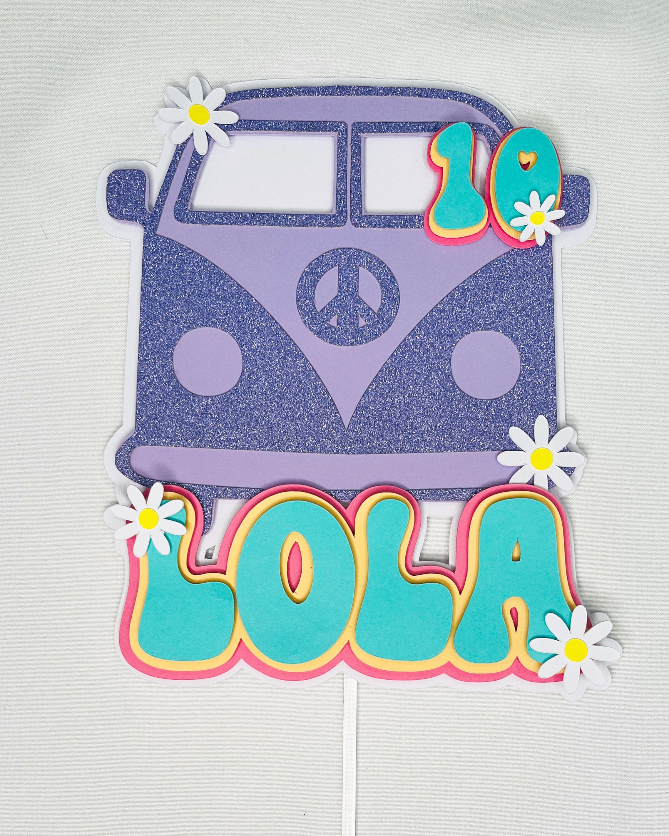 Personalised Retro Hippy Inspired Camper Van Cake Topper - Etsy UK
