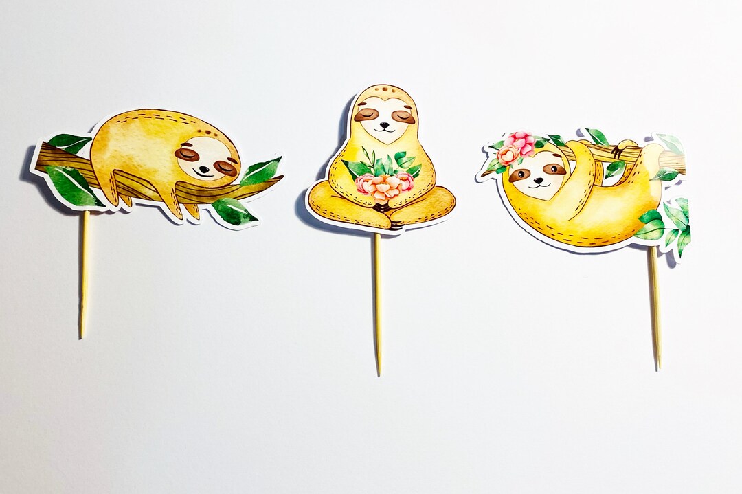 Sloth Cupcake Toppers - Etsy