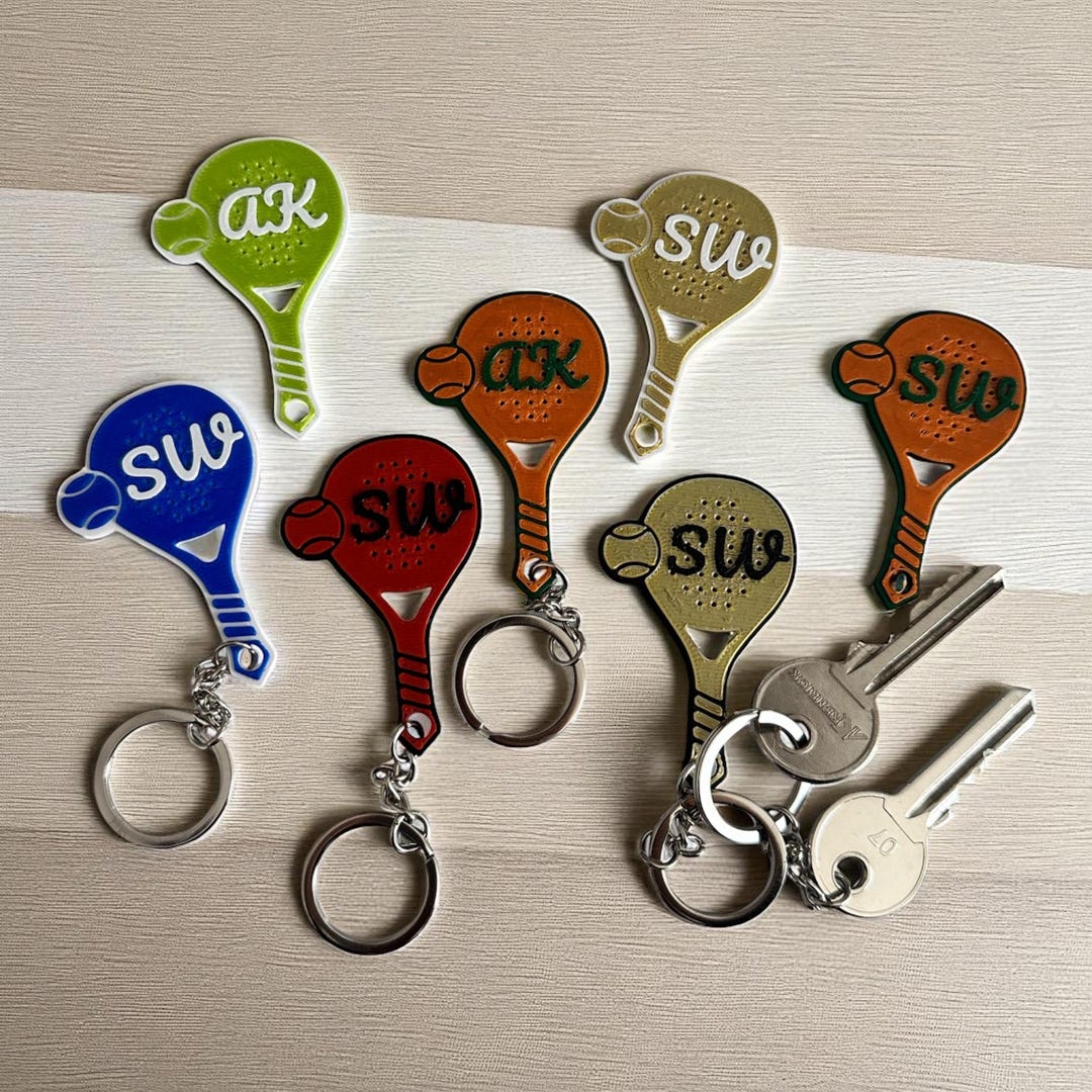 Personalized Padel Racket Keychain – Custom Initials Tennis Gift ...