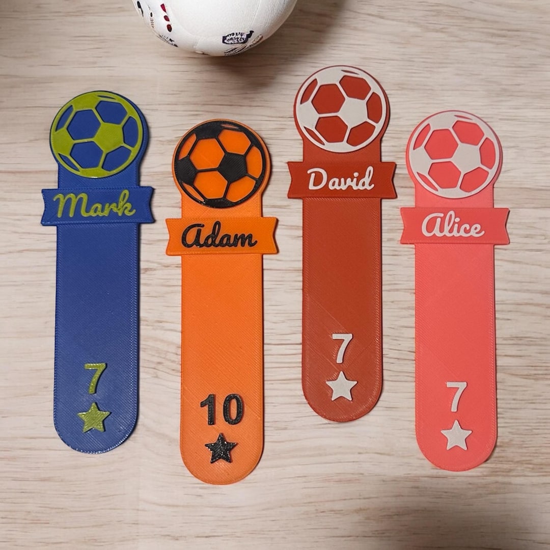 Personalised Printed Football Bookmark, Custom Name Kids Gift, Football ...