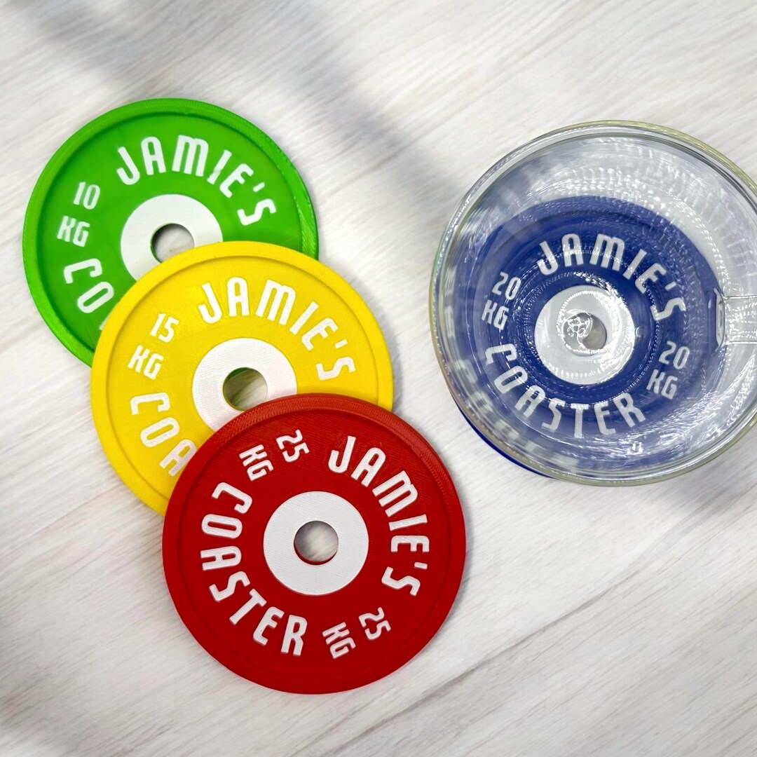 Personalized Weight Plate Coaster Set: 3D Printed Gym Decor - Etsy UK