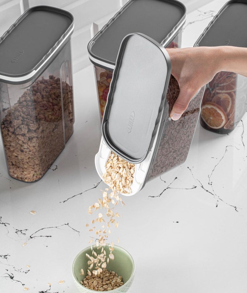 Set of 4 Food Container Pantry Dispenser Airtight Food STORAGE ...