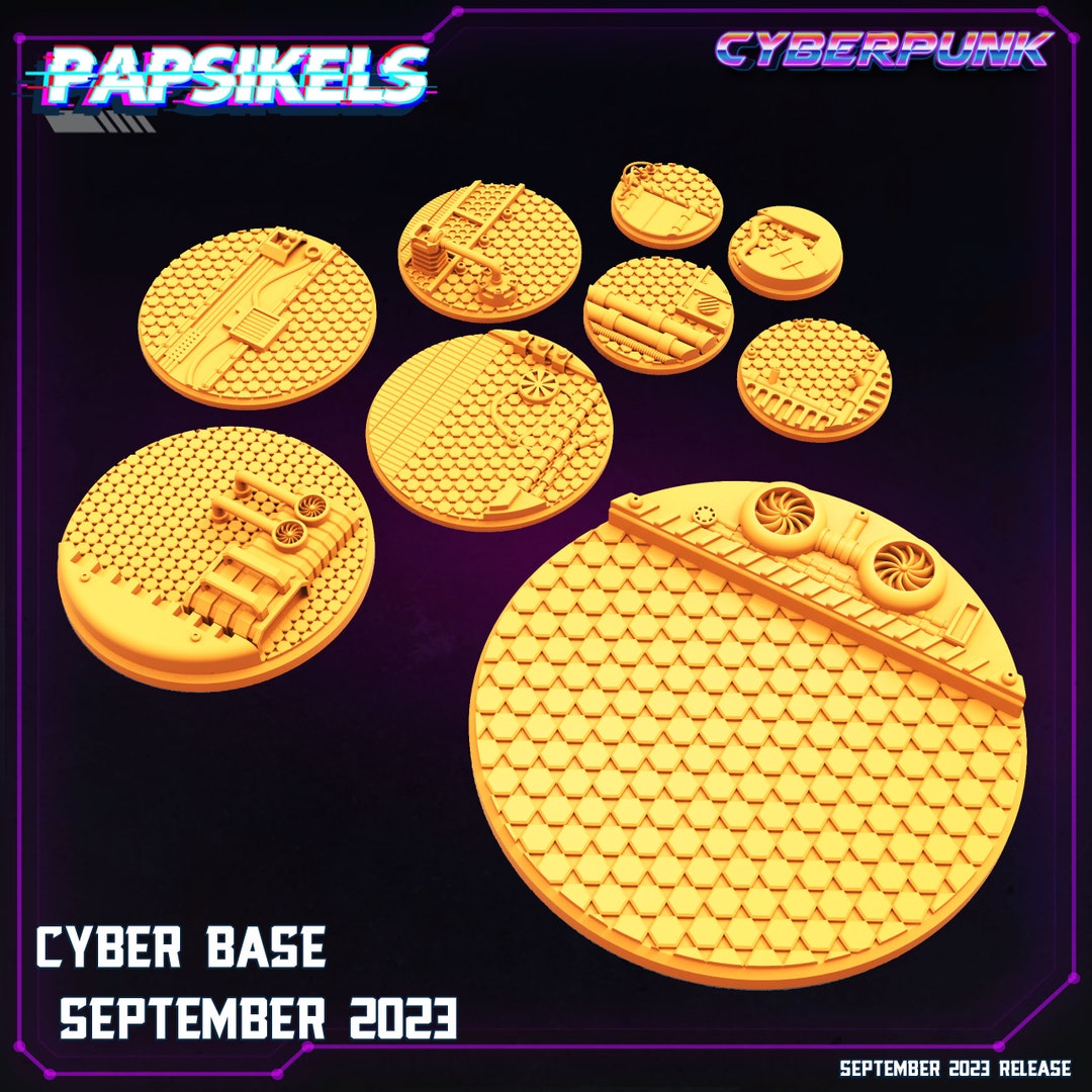 Cyber Base September 2023 Resin Textured Bases • Papsikels Miniatures - Etsy