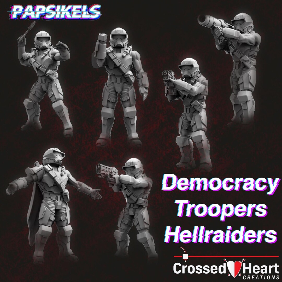 Hellraiders Democracy Troopers Papsikels Miniatures Resin 3D Printed ...
