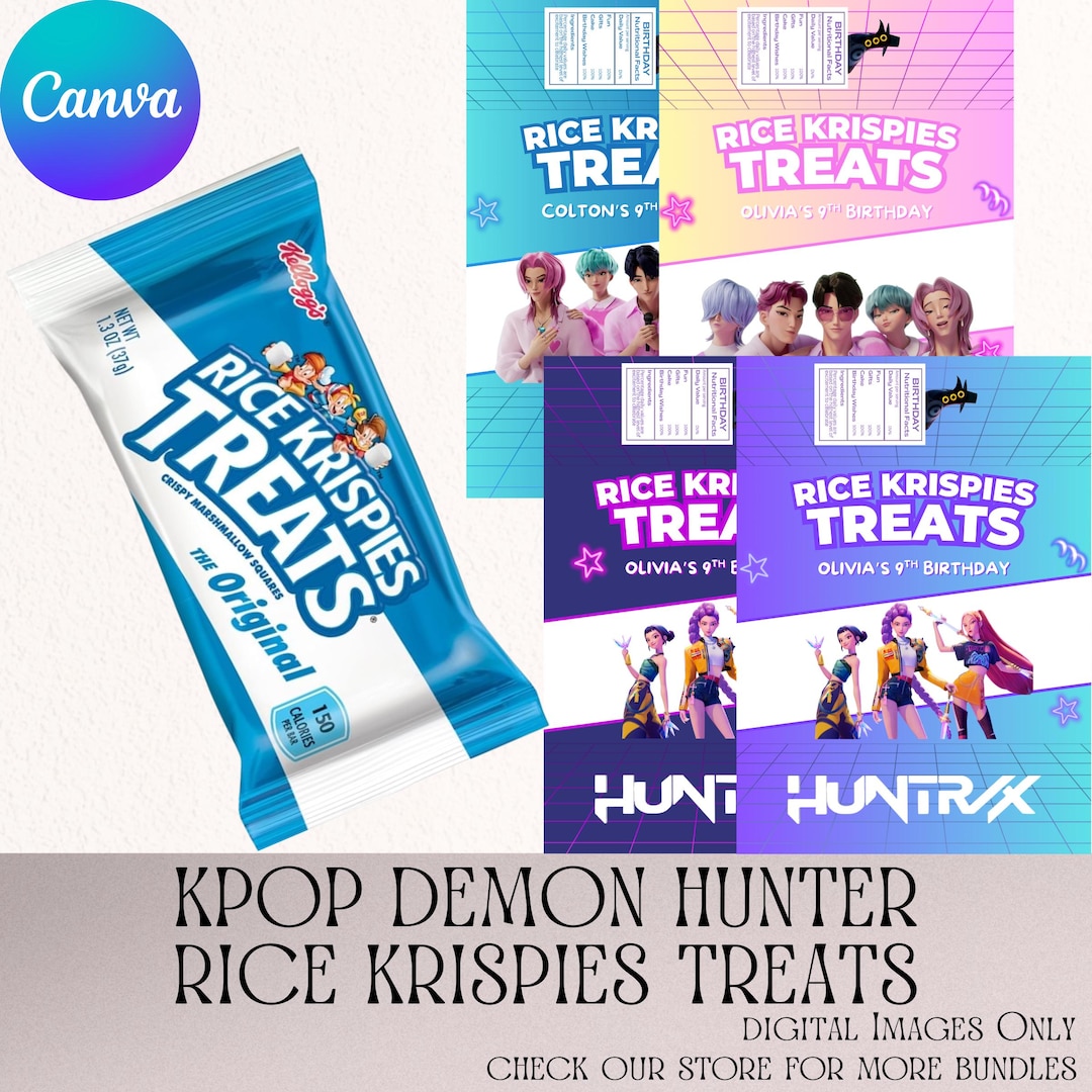 Kpop Demon Hunters Rice Krispies Wrap Huntrix Theme Saja Boys Custom ...