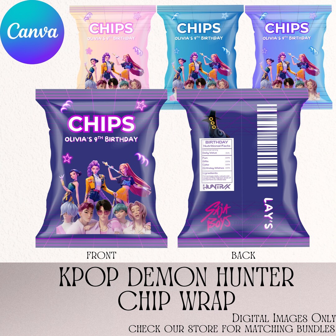 Kpop Demon Hunters Chip Bag Wrap Huntrix Theme Saja Boys Custom Chip ...