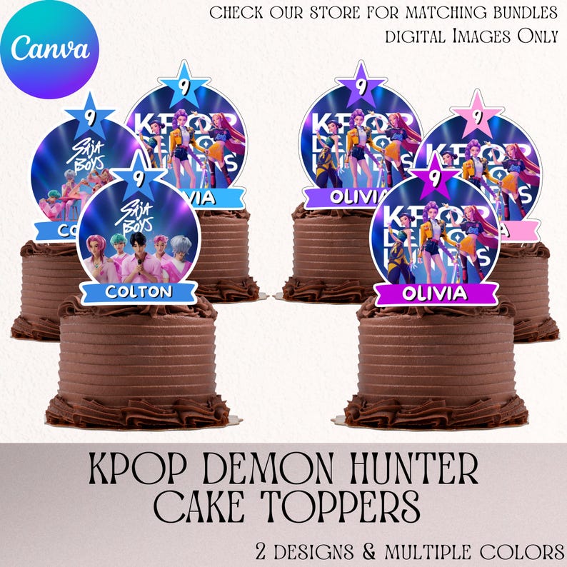 Kpop Demon Hunters Cake Topper, Huntrix Theme, Saja Boys Toppers ...
