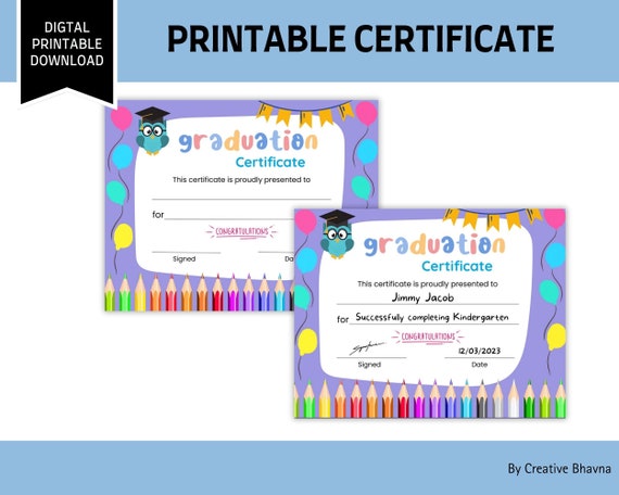 Graduation Certificate Template For Kids