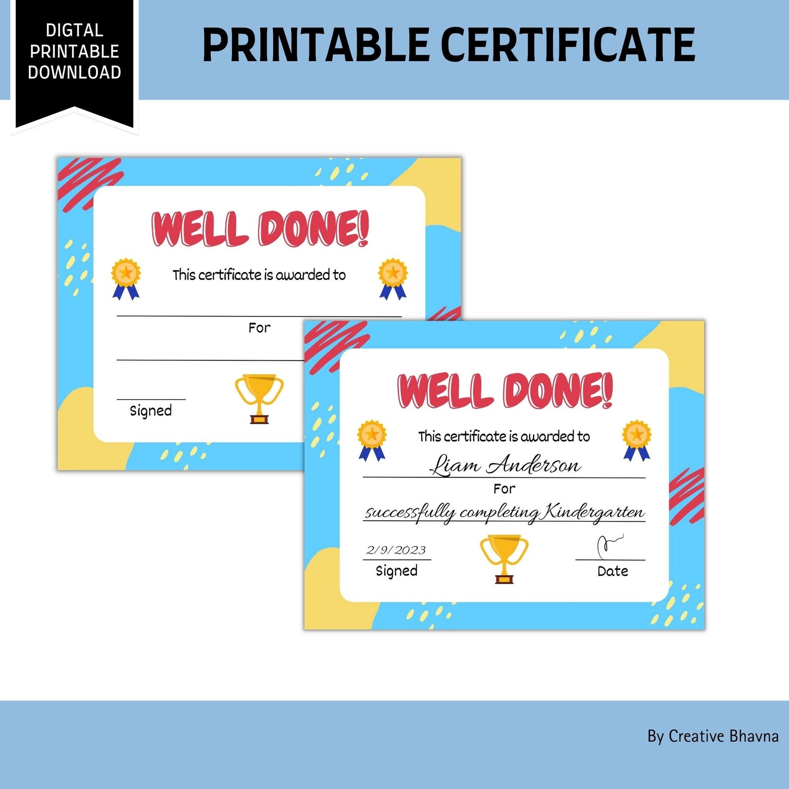 Printable Certificate Well Done Certificate of Achievement, End of the ...