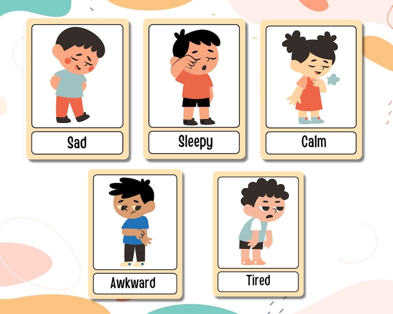 Kids Emotions Printables Emotion Flash Cards Feelings Flash - Etsy