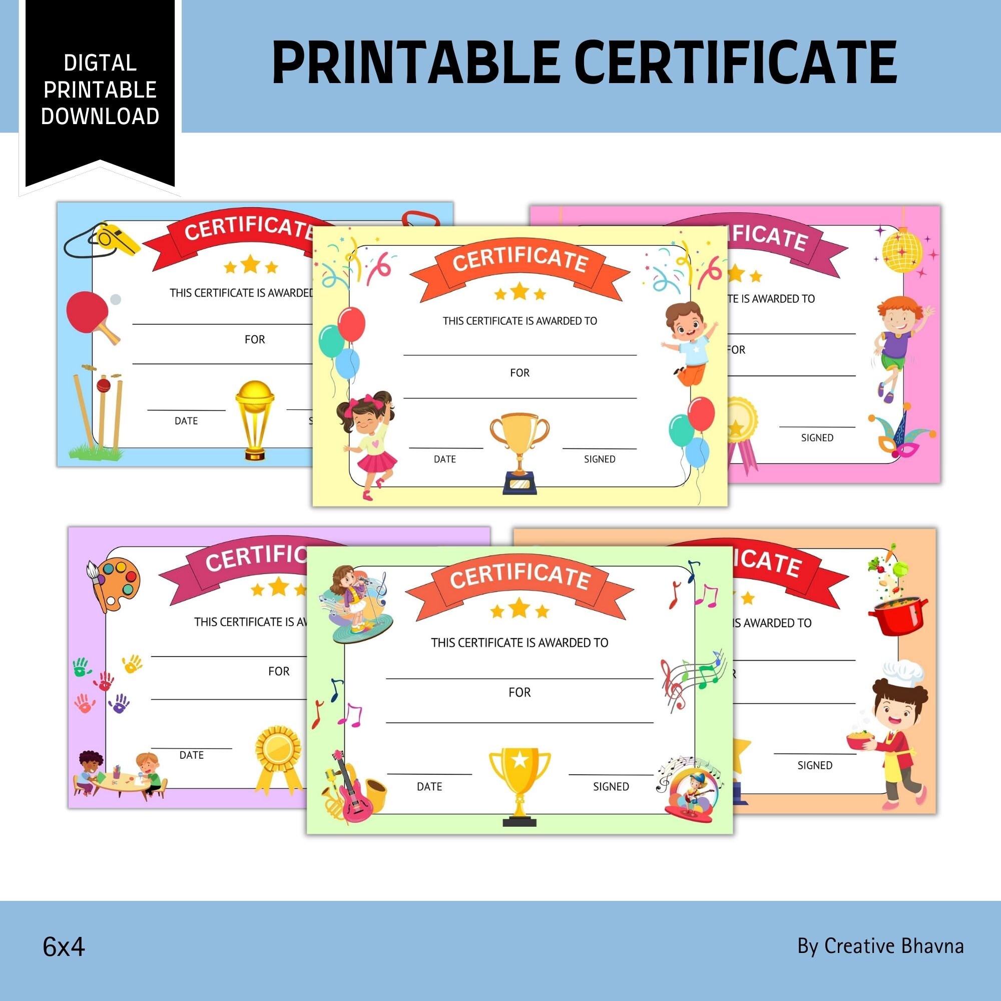 Printable Certificates for Kids Set of 6 Certificates - Etsy
