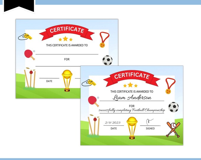 Printable Certificate Sports Certificate, Participation Certificate ...