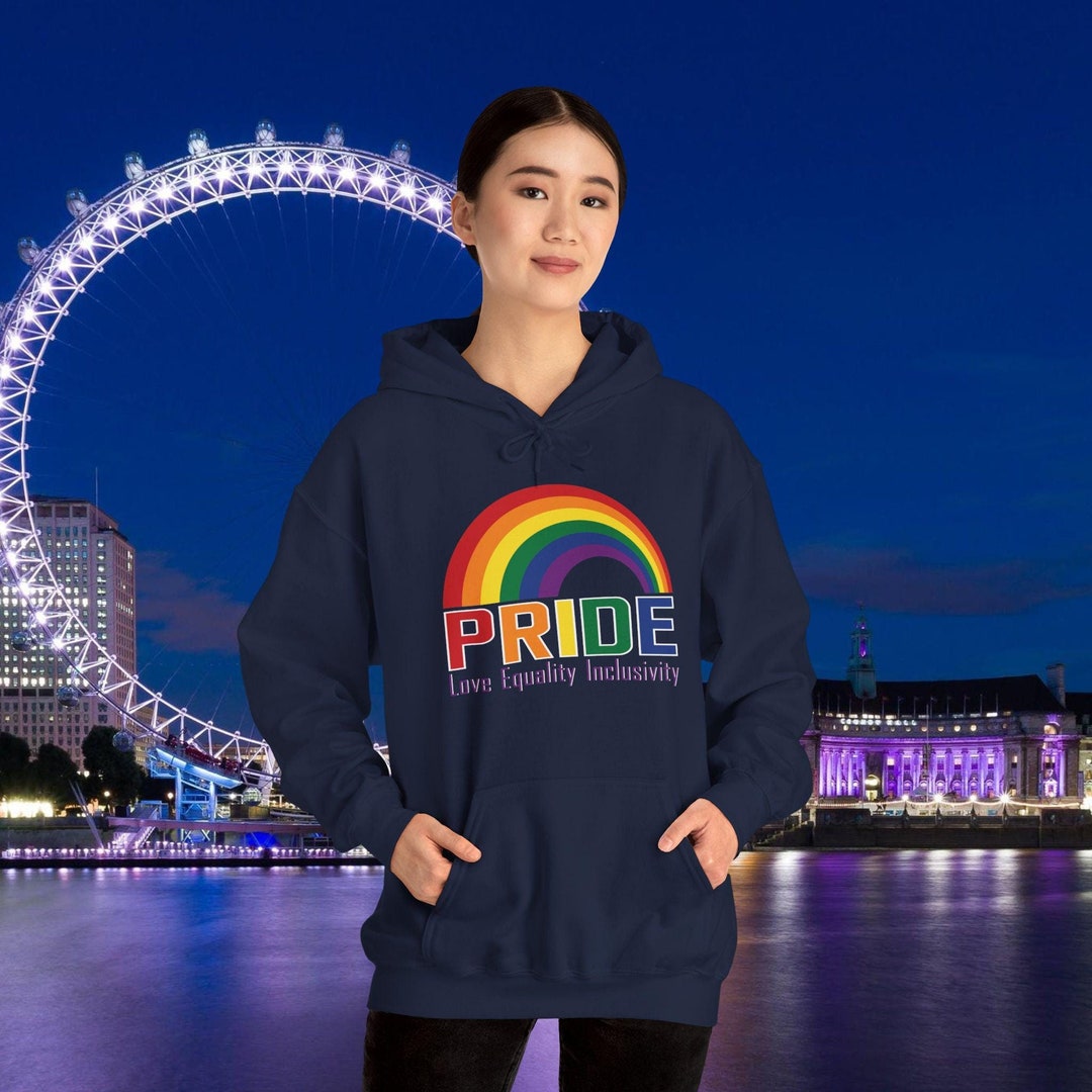 Pride - Love, Equality, Inclusivity Hoodie - LGBTQ+ Rainbow Flag ...