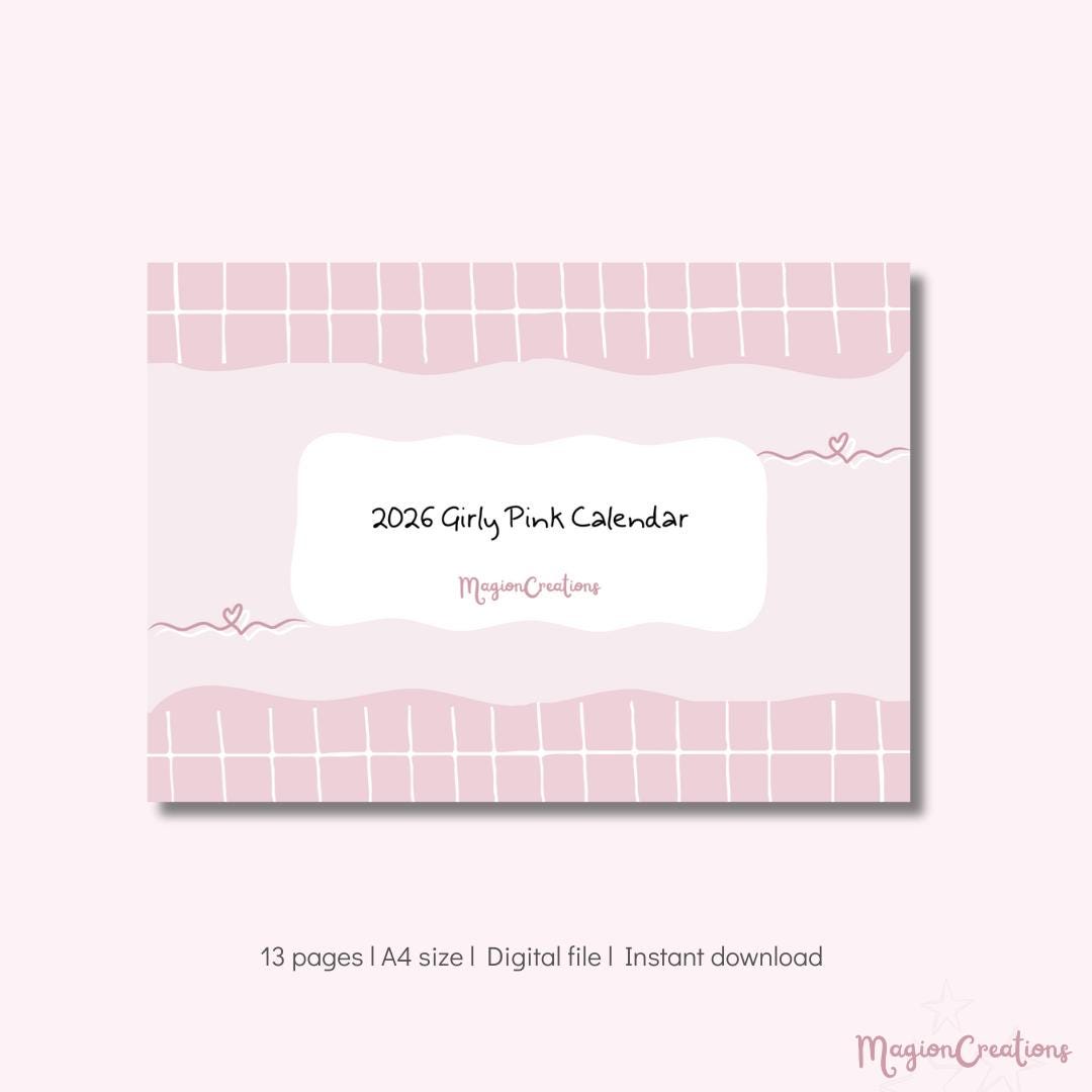 2026 Girly Pink Calendar - Etsy