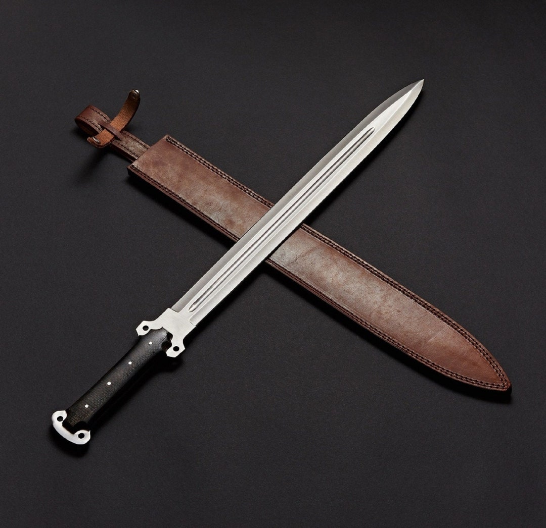 Handmade High Carbon Steel Double Edge Sword With Sheath Functional ...