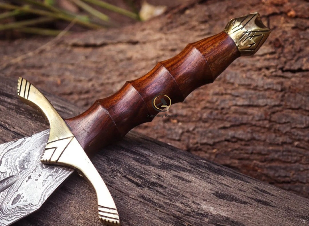 Handmade Damascus Steel Double Edge Medieval Sword With Sheath ...