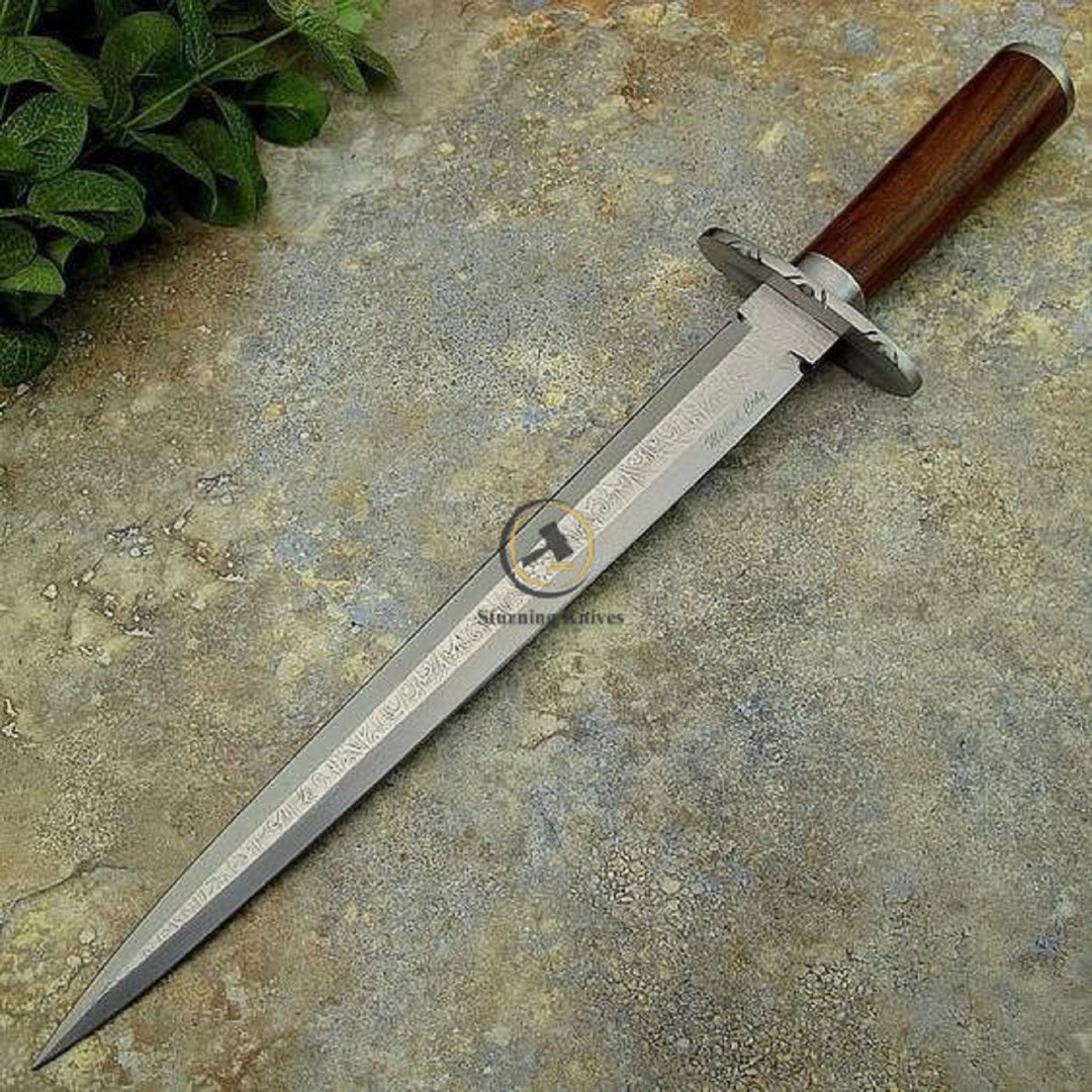 Handmade Damascus Steel Double Edge Medieval Sword With Sheath ...
