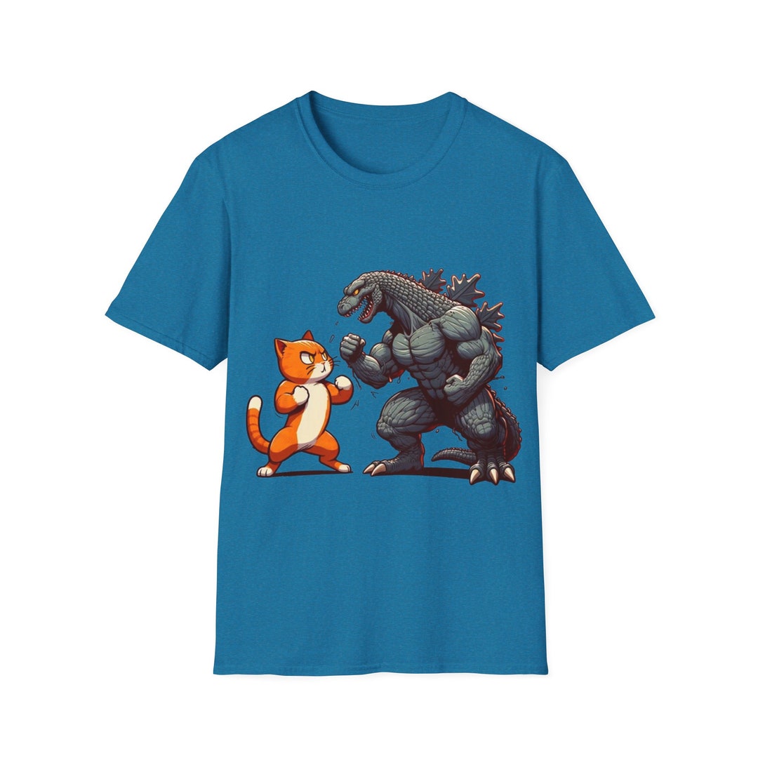 Cat V Godzilla Softstyle T-shirt - Etsy