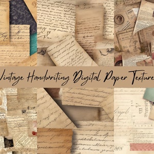 Vintage Handwriting Digital Paper Textures | Antique Writing ...