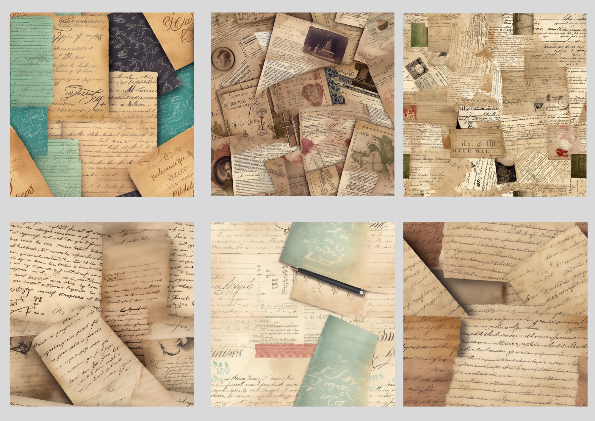 Vintage Handwriting Digital Paper Textures | Antique Writing ...