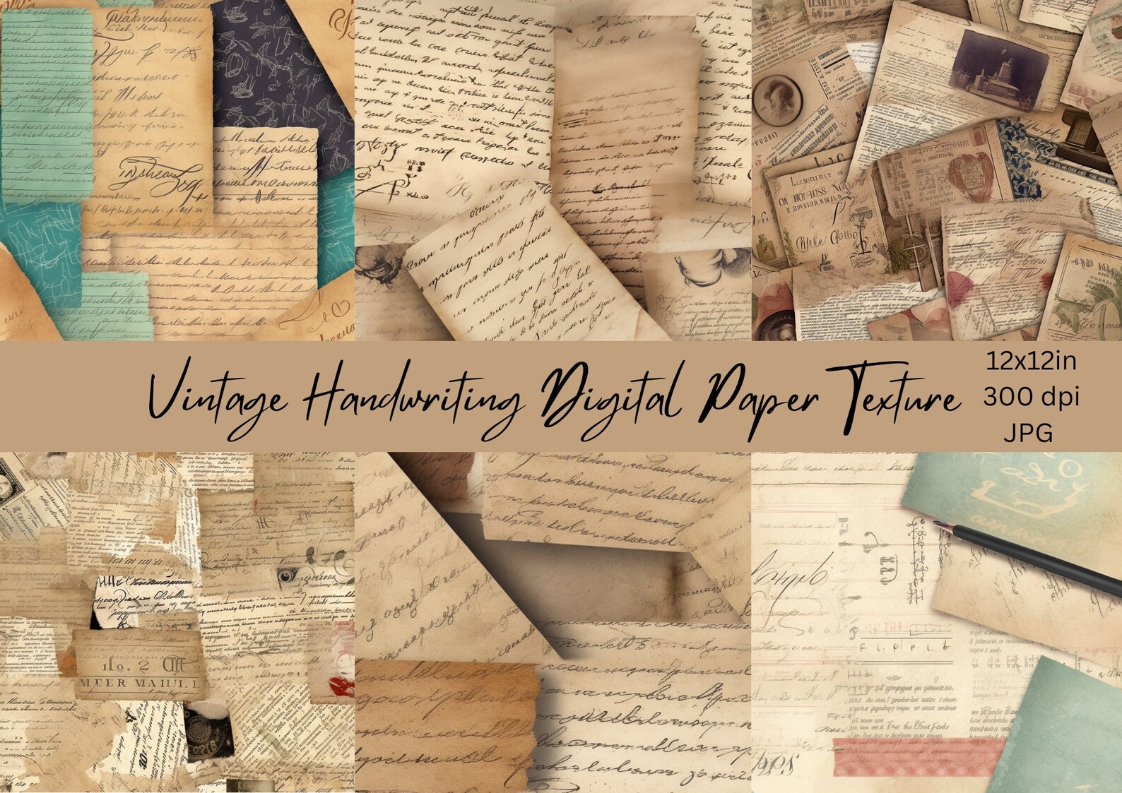 Vintage Handwriting Digital Paper Textures Antique Writing - Etsy